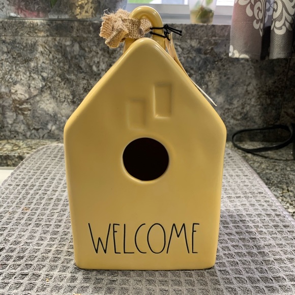 Rae Dunn | Other | Rae Dunn Welcome Birdhouse In Yellow W Burlap Bow ...